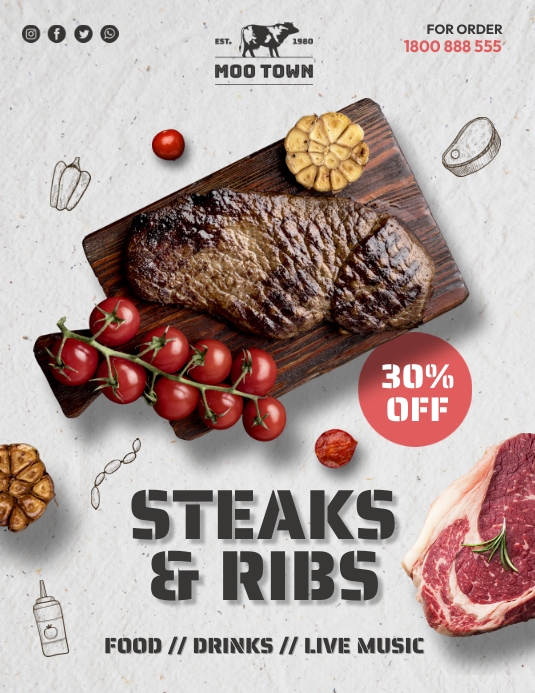 Steak And Ribs Flyer Template | PosterMyWall