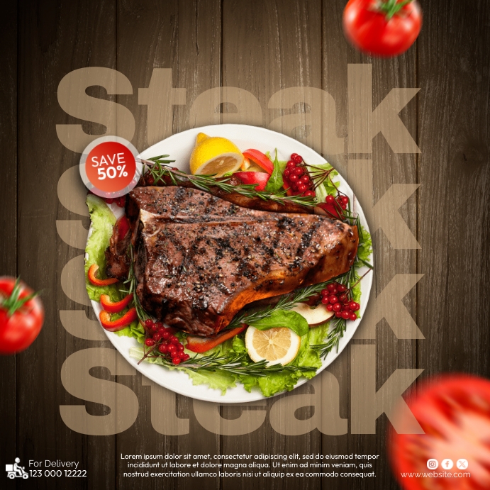 Plantilla de Steak Best Deals | PosterMyWall