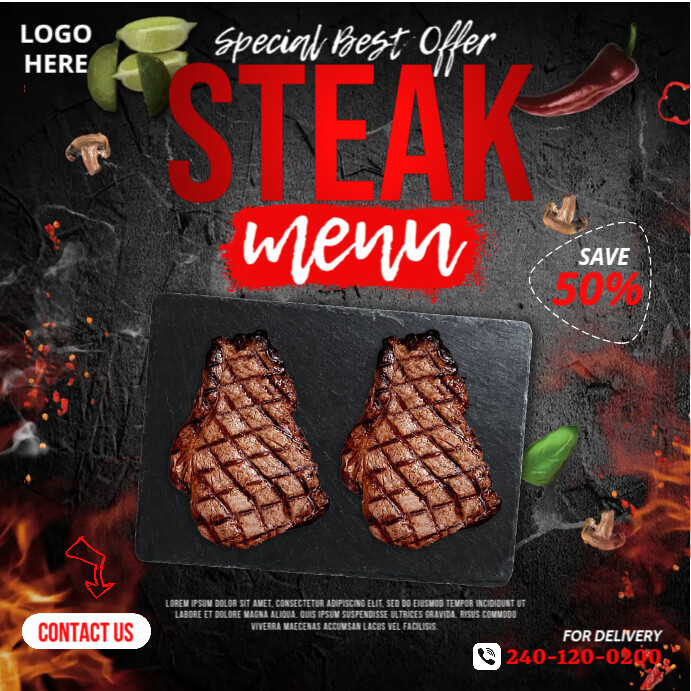 Steak Best Promo Template | PosterMyWall