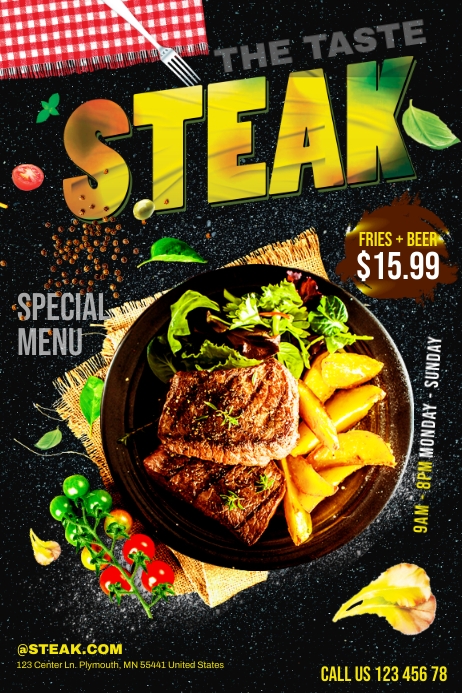 Steak House Flyer Template | PosterMyWall