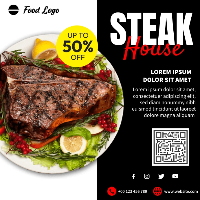Steak House Flyers Template | PosterMyWall