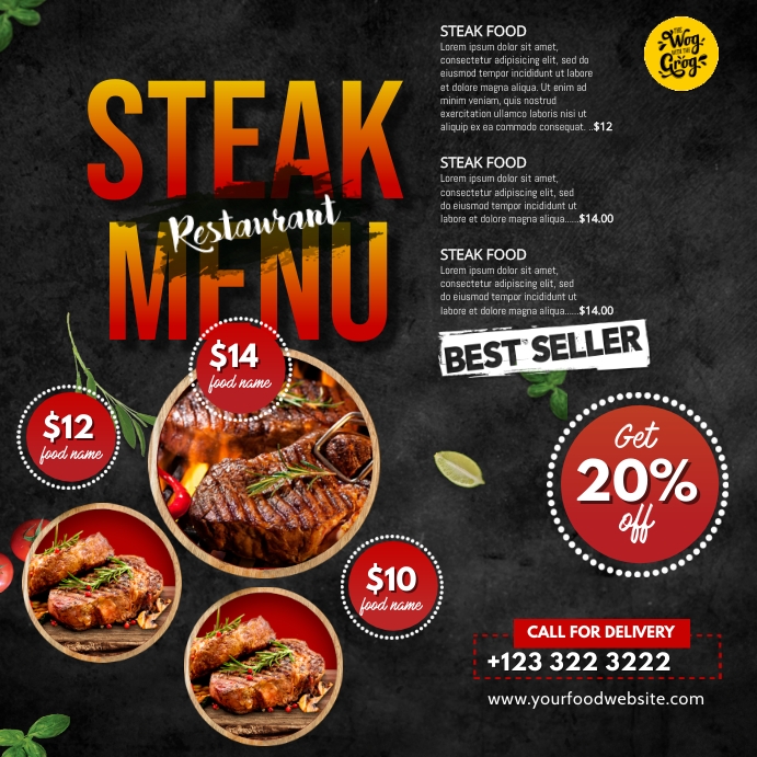 Steak House Menu Template | PosterMyWall