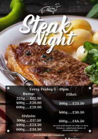 Steak Night Flyer A5 Template | PosterMyWall