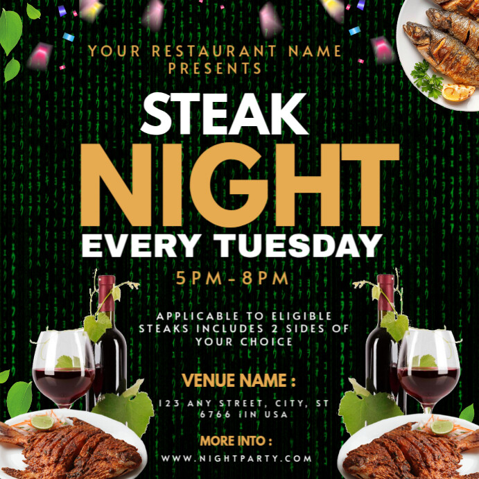 Steak Night Flyer Modelo | PosterMyWall
