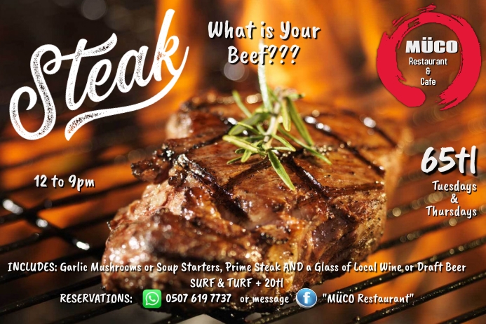 Steak Night Menu Template | PosterMyWall