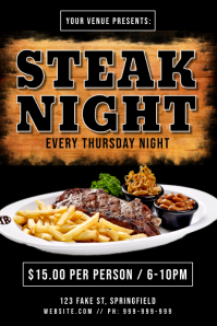 Steak Night Flyer Template | PosterMyWall