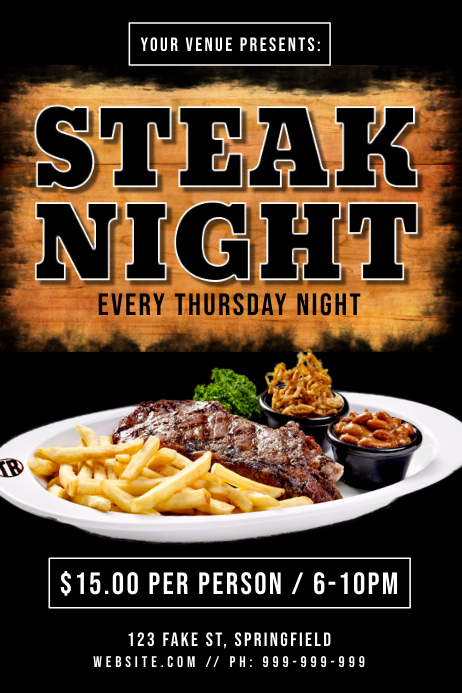 Steak Night Poster Template | PosterMyWall