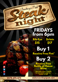 Steak Night Poster Template | PosterMyWall