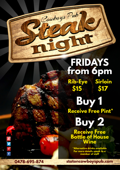 Steak Night Poster Template | PosterMyWall