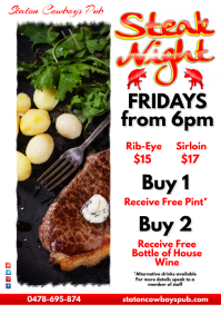 Steak Night Poster Template | PosterMyWall