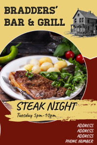 STEAK NIGHT POSTER TEMPLATE | PosterMyWall
