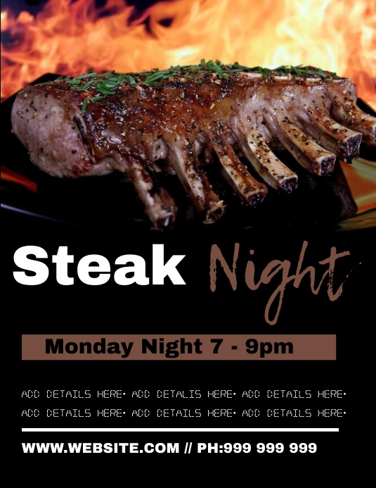 Steak Night Restaurant Flyers Template | PosterMyWall