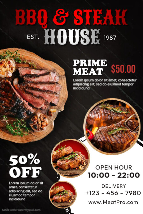 Steak Restaurant Poster Ads Template | PosterMyWall