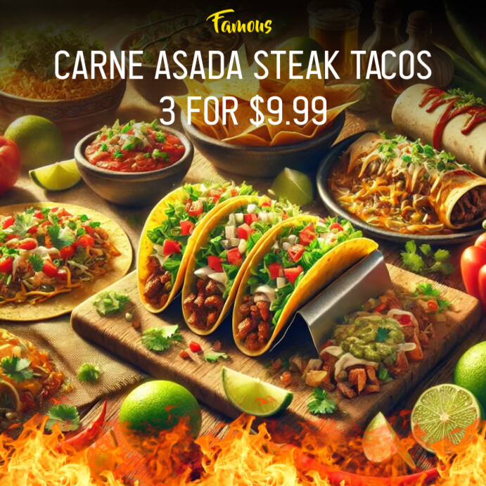 Steak Tacos Ad Mexican Food Template | PosterMyWall