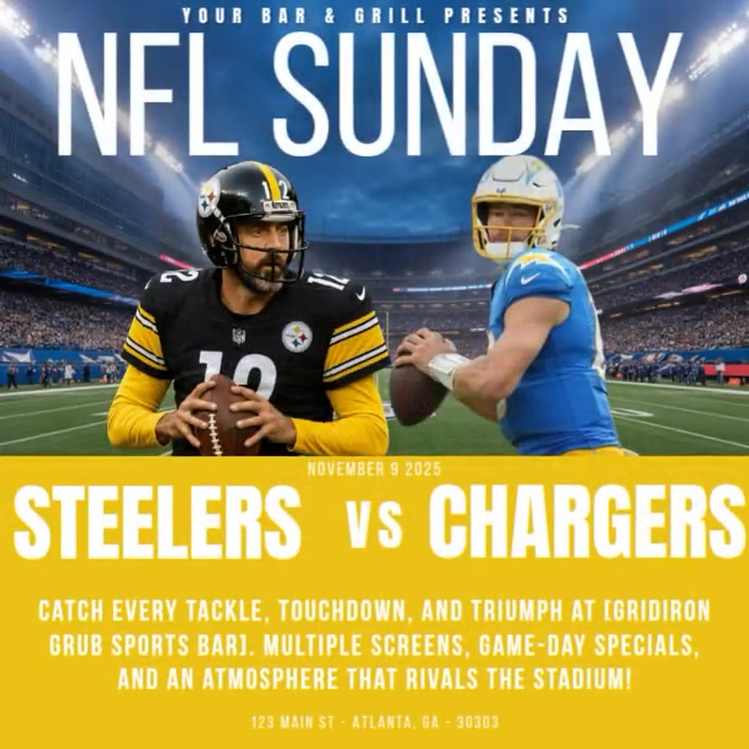 steelers vs chargers.. nfl game day flyer. american football. instagram ...