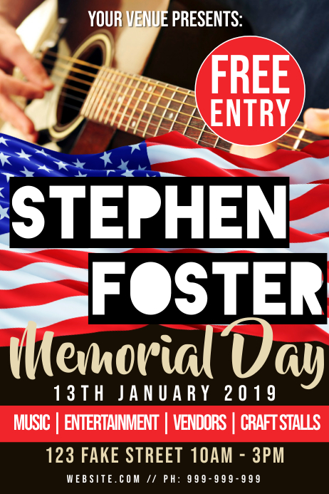 Stephen Foster Memorial Day Poster Template | PosterMyWall