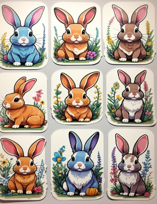 Plantilla de Sticker of a rabbit in a white background | PosterMyWall