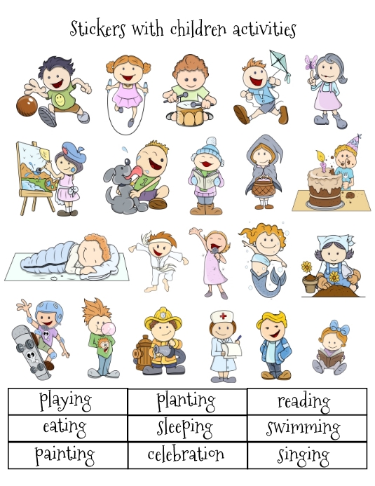 Stickers with children activities Template | PosterMyWall