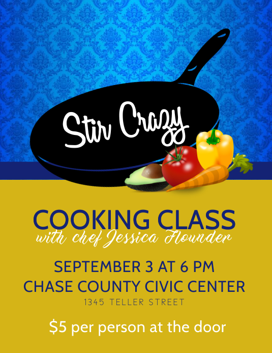 Stir Crazy Cooking Class Template | PosterMyWall