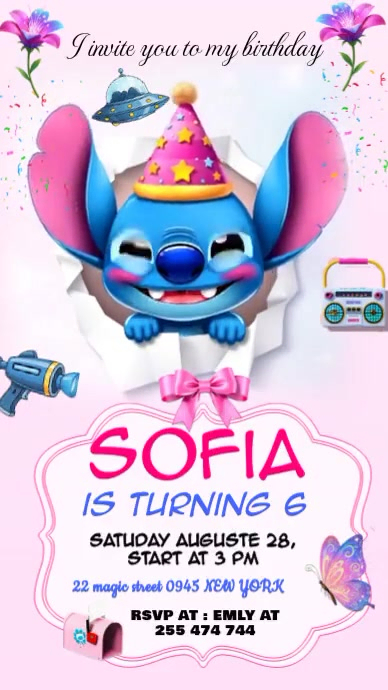 Stitch birthday Template | PosterMyWall
