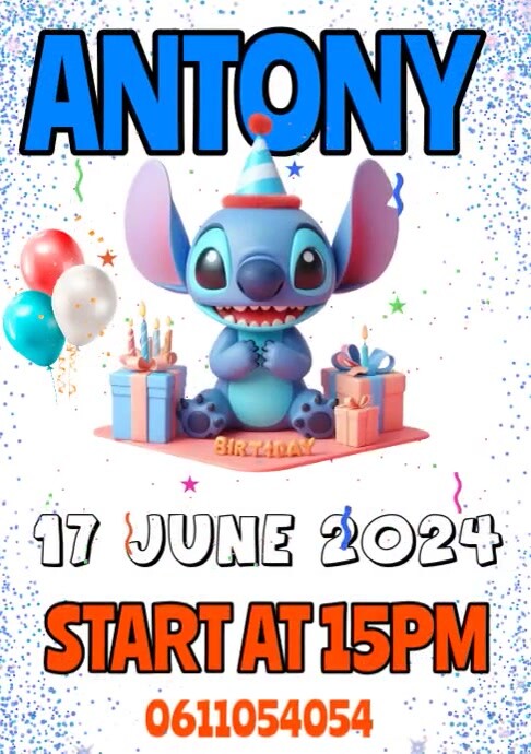 Stitch Birthday Template | PosterMyWall
