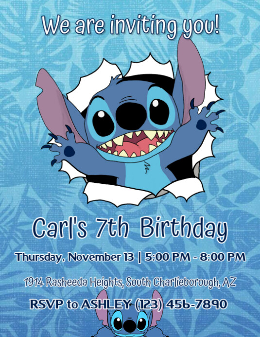 Stitch Birthday Invitation Template | PosterMyWall