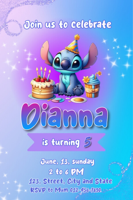Stitch birthday invitation Template | PosterMyWall