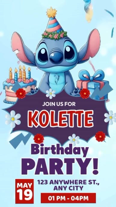 Stitch Theme Birthday Template | PosterMyWall