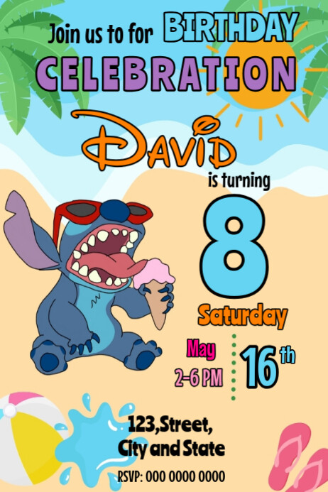 Stitch template invitation | PosterMyWall