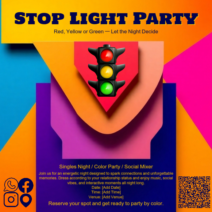 Stop Light Party Instagram Square Design for Official Event Promotion ...