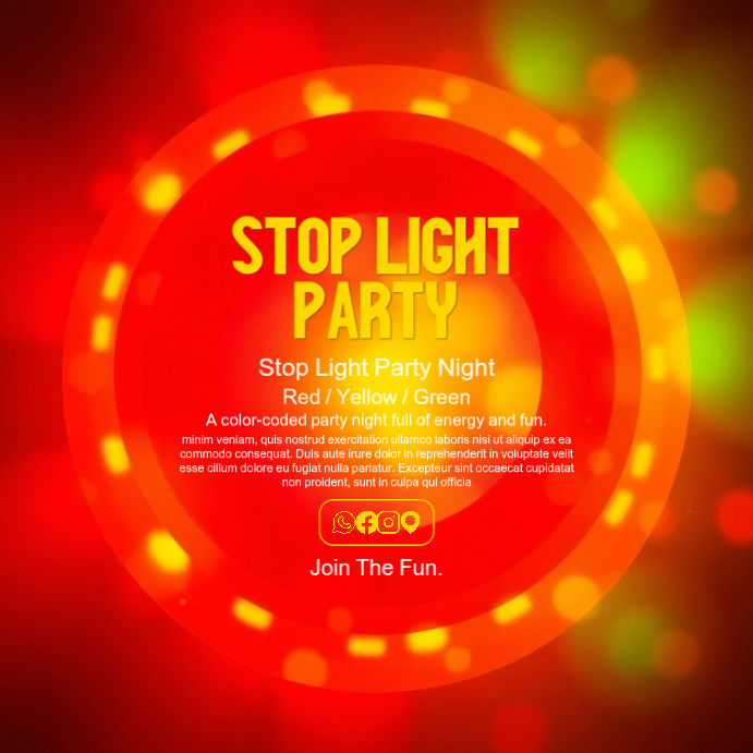Stop Light Party Instagram Square Post – Color Night Design Template ...