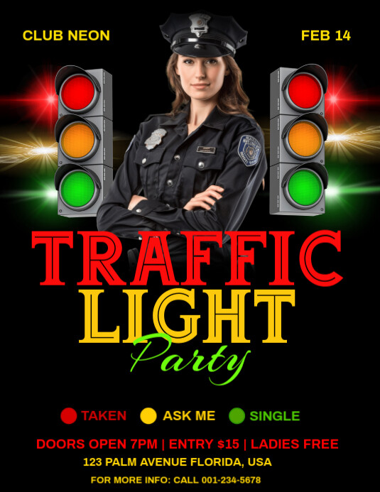 Stop Light Party Post Flyer Template | PosterMyWall