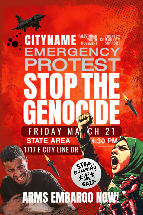 Plantilla de Stop The Genocide in Gaza Flyer Template | PosterMyWall