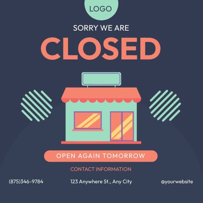 Store Closed Template | PosterMyWall