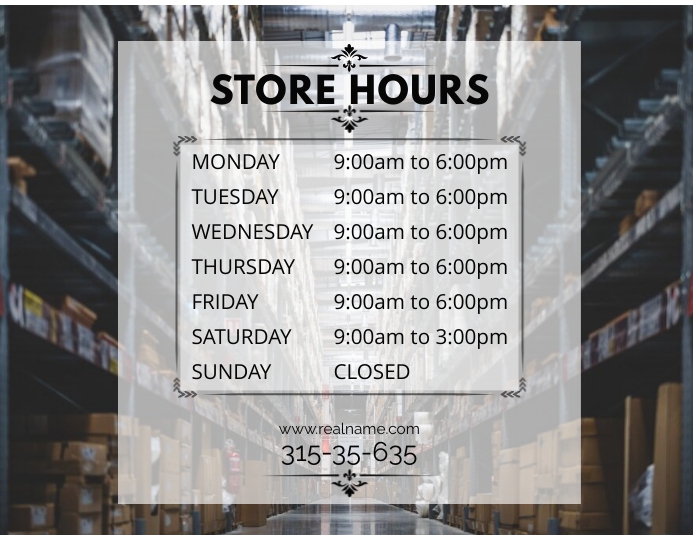 STORE HOURS Template | PosterMyWall