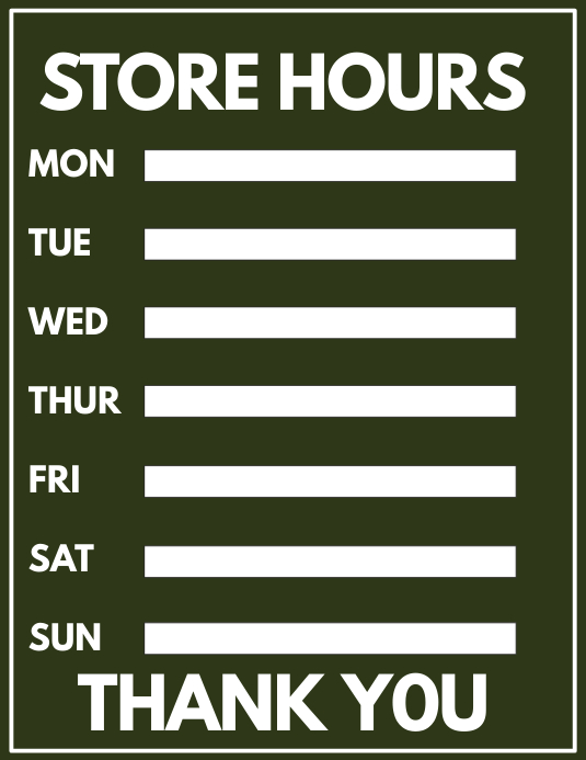 Store Hours Template PosterMyWall Store Hours Template PosterMyWall