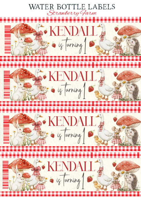 Plantilla de Strawberry and Farm Water Bottle Labels A4 | PosterMyWall