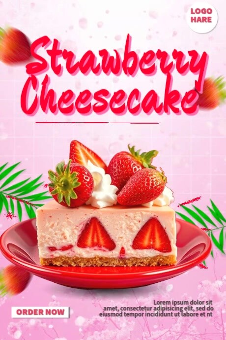 Strawberry Cheesecake Promtional Template | PosterMyWall