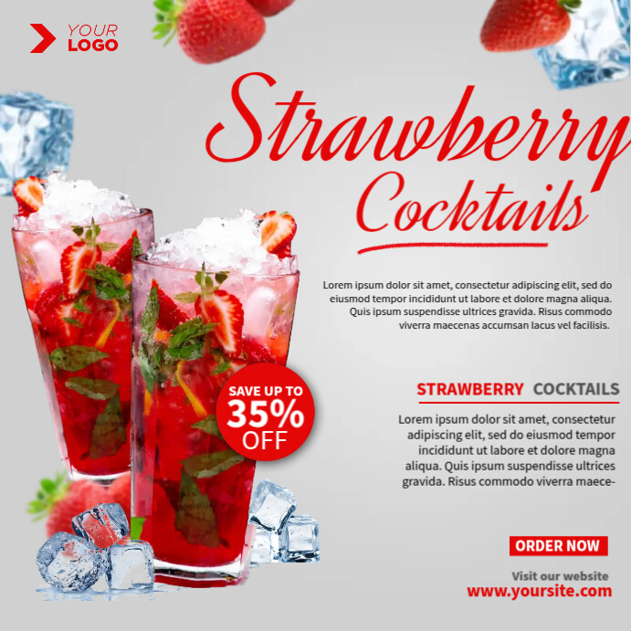 Strawberry Cocktails Template | PosterMyWall