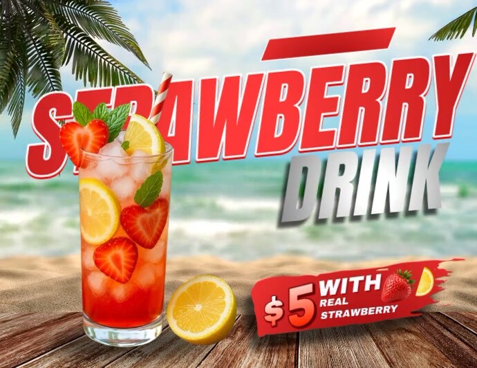 Strawberry Drink Ads Template | PosterMyWall