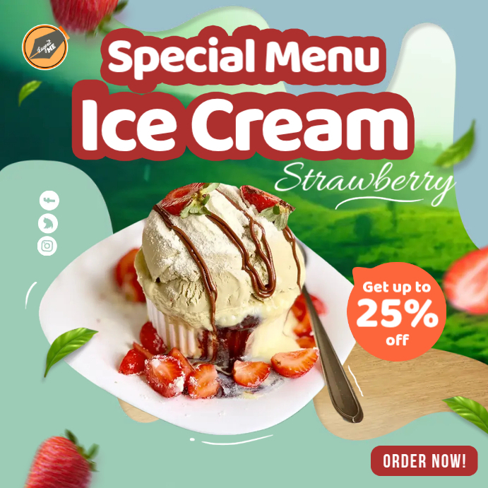 Strawberry Ice Cream Ads Template | PosterMyWall