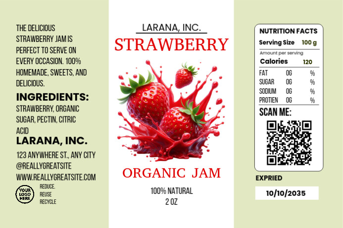 Strawberry Jam Label Template | PosterMyWall