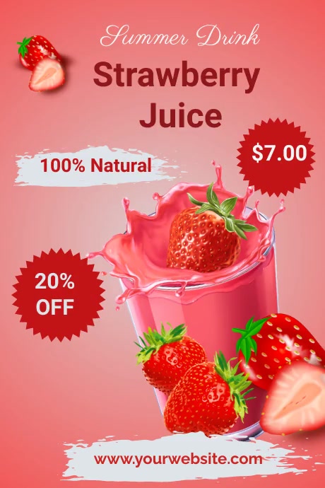 strawberry juice poster Template | PosterMyWall