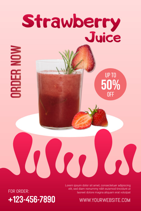Plantilla de Strawberry Juice Poster Flyer Template | PosterMyWall