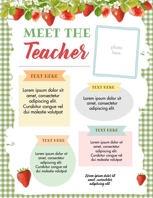 Strawberry meet the teacher template | PosterMyWall