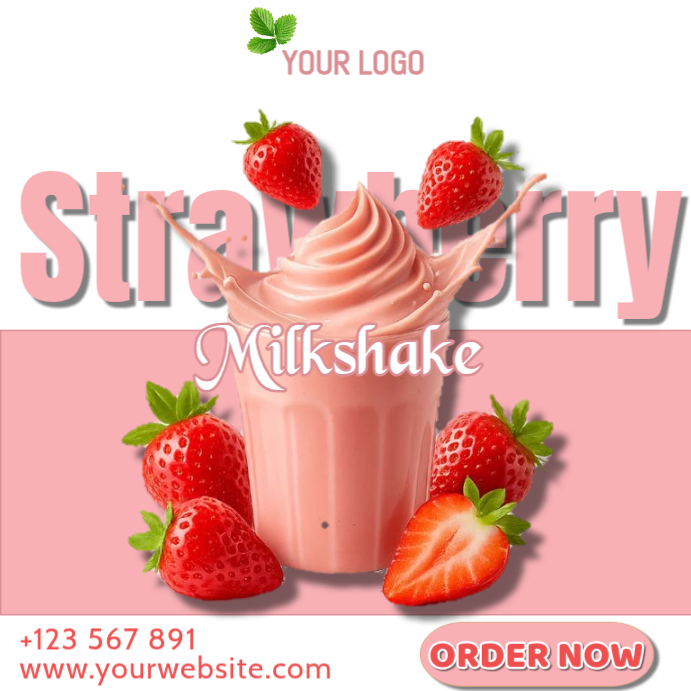 Strawberry milkshake Template | PosterMyWall