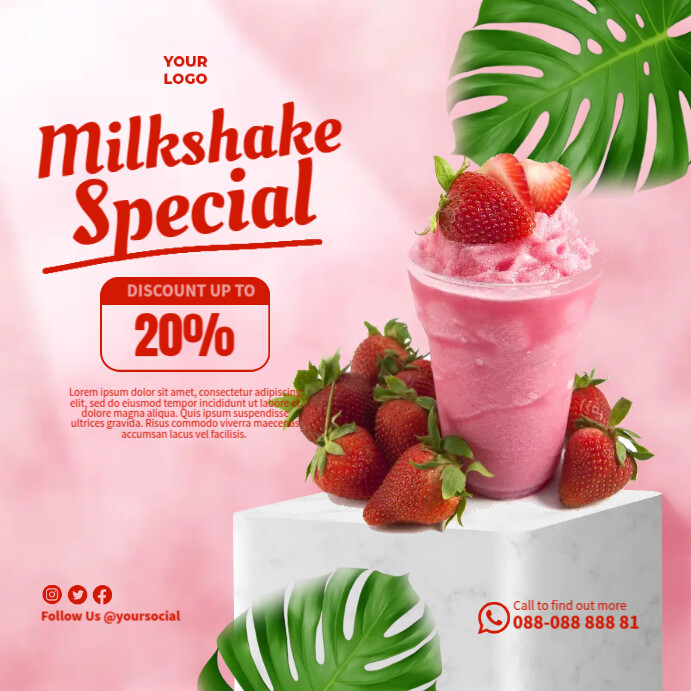 Strawberry Milkshake Special Template | PosterMyWall