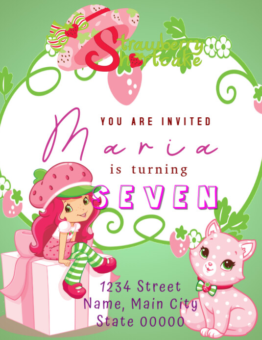 Strawberry Shortcake Birthday Flyer (us Letter) Template | PosterMyWall
