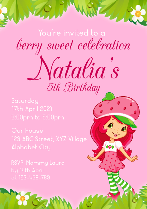 Strawberry Shortcake Birthday Invitation Template | PosterMyWall