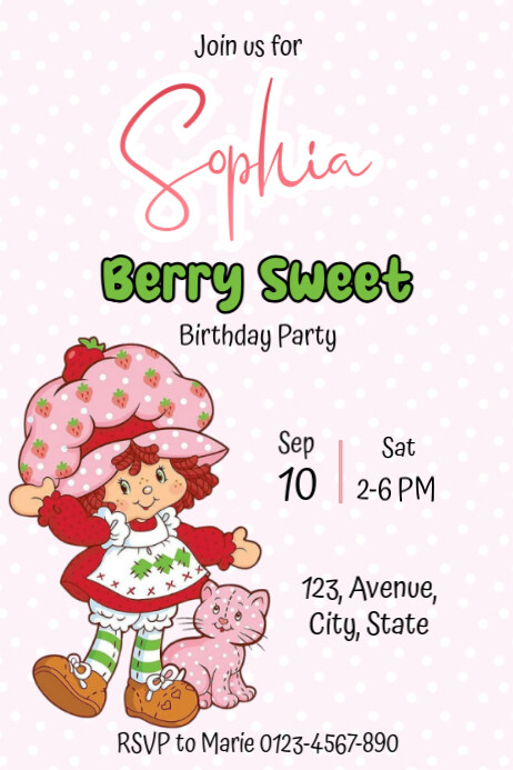 Strawberry Shortcake Invitation Template | PosterMyWall